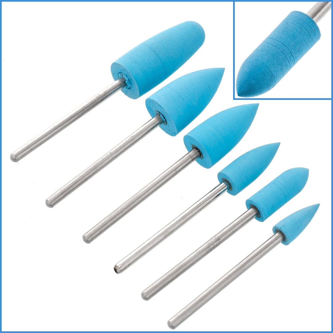 6pcs 800 Grit 5-10mm Taper Diamond Silicone Rubber Burr Rotary Drill ...