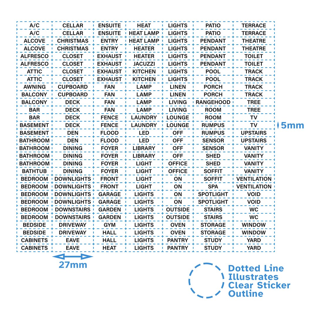 210pcs on off Light Switch Adhesive Sticker Labels - Black Print Clear ...