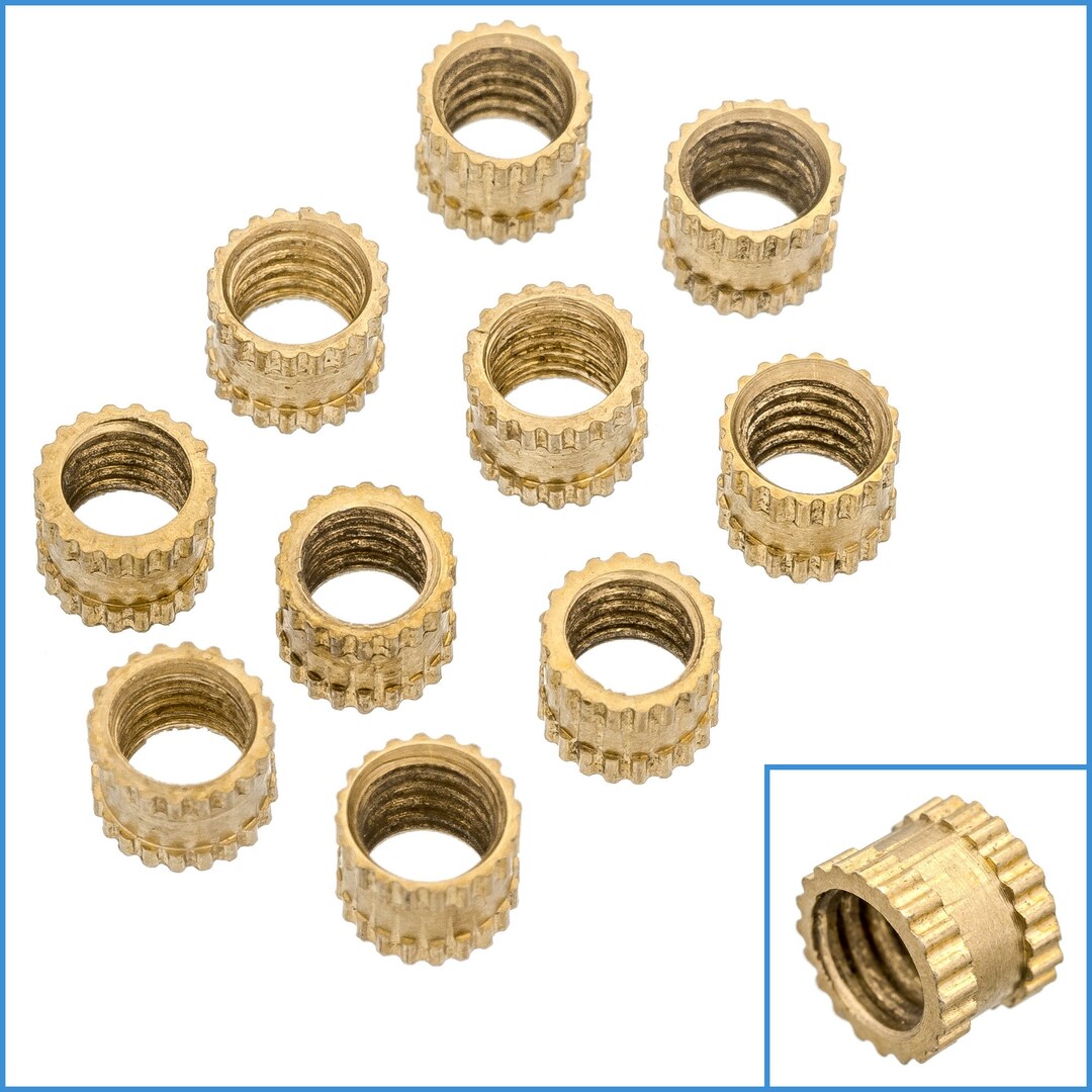 10pcs M4 Thread 4mm X 5mm Knurled Nuts Solid Brass Hand Tighten Double ...