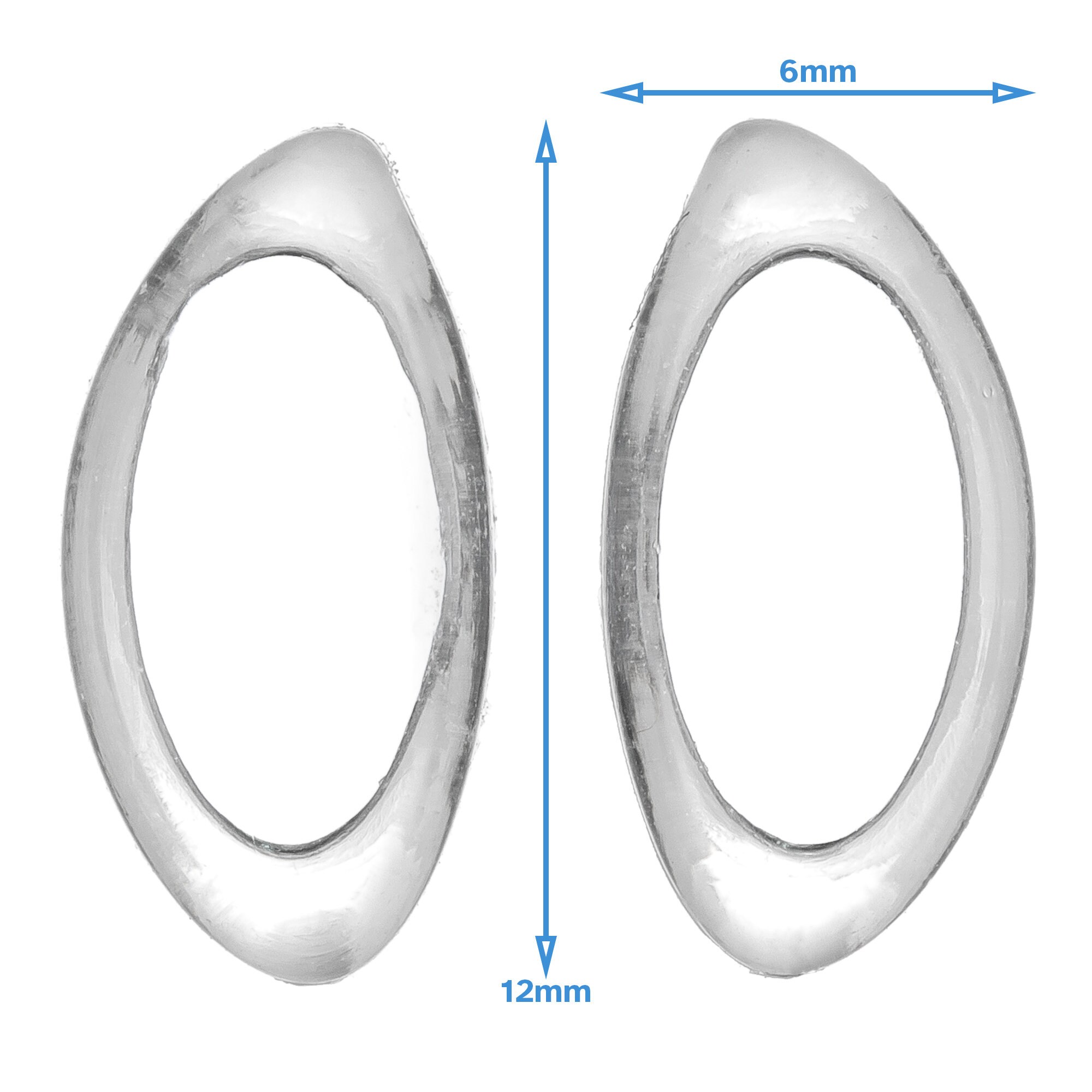 5 Pairs 12mm X 6mm Oval Nose Pads Push in Clear Silicone Eyeglass ...