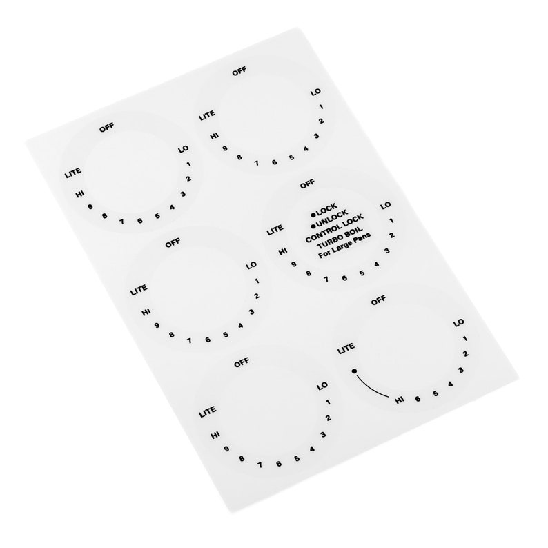 6 Dials Lite Hi 9-1 6-1 Lo AC/CCW 50mm 2 6 Hob Label Black Print Clear ...