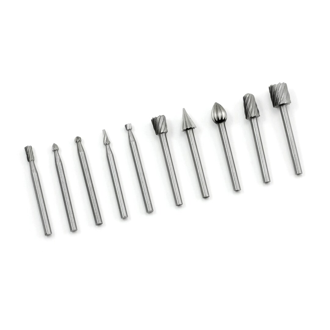 10pcs Assorted HSS Grinding Router Burrs 3mm Shank High Speed Steel ...