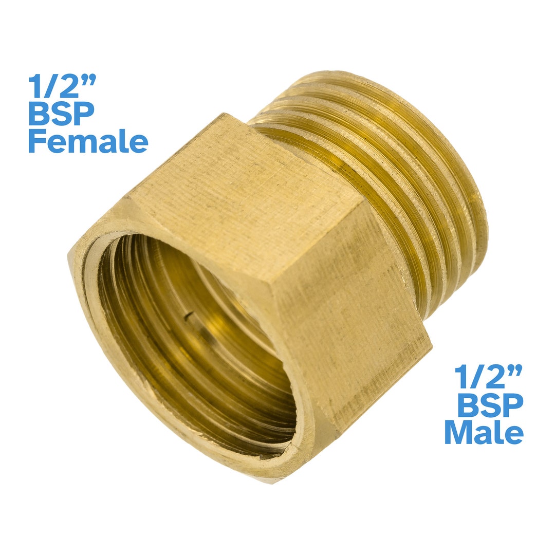 1/2" BSP Male to 1/2" BSP Female Brass Pipe Fitting Coupler 22mm Length ...