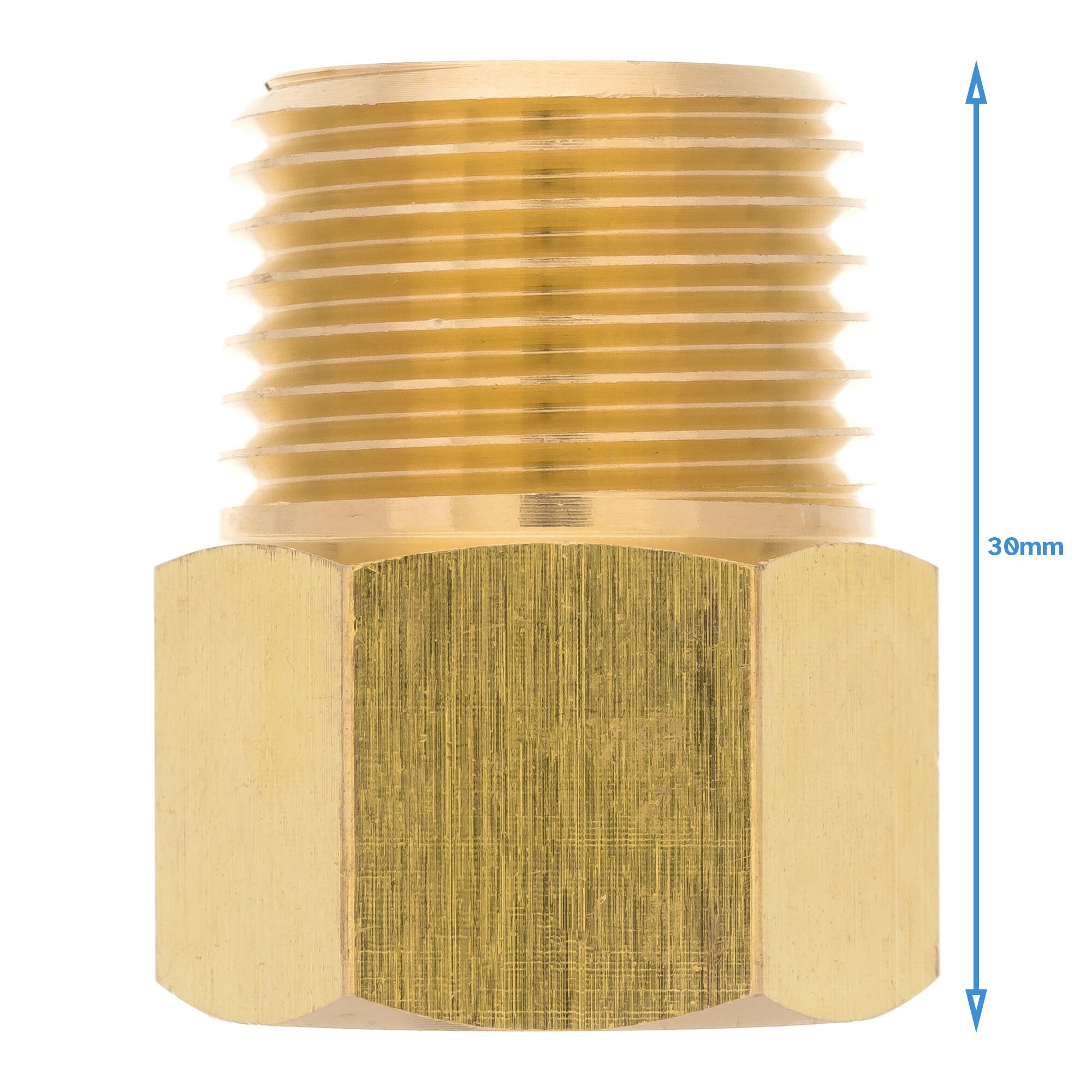 1/2" NPT Male to 3/8" NPT Female Brass Pipe Fitting 30mm Coupler Hex ...