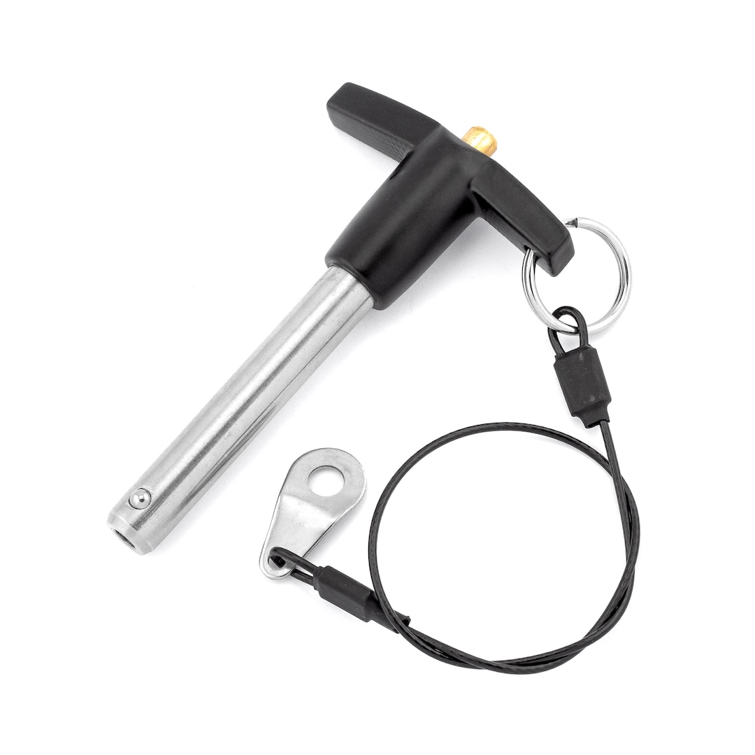 10mm X 50mm Ball Lock Pin With Cable & Black T Head Stainless Steel ...