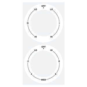 2 Dials Lo-hi Lo-med-hi AC/CCW Cooktop Burner Label Black Print Clear ...