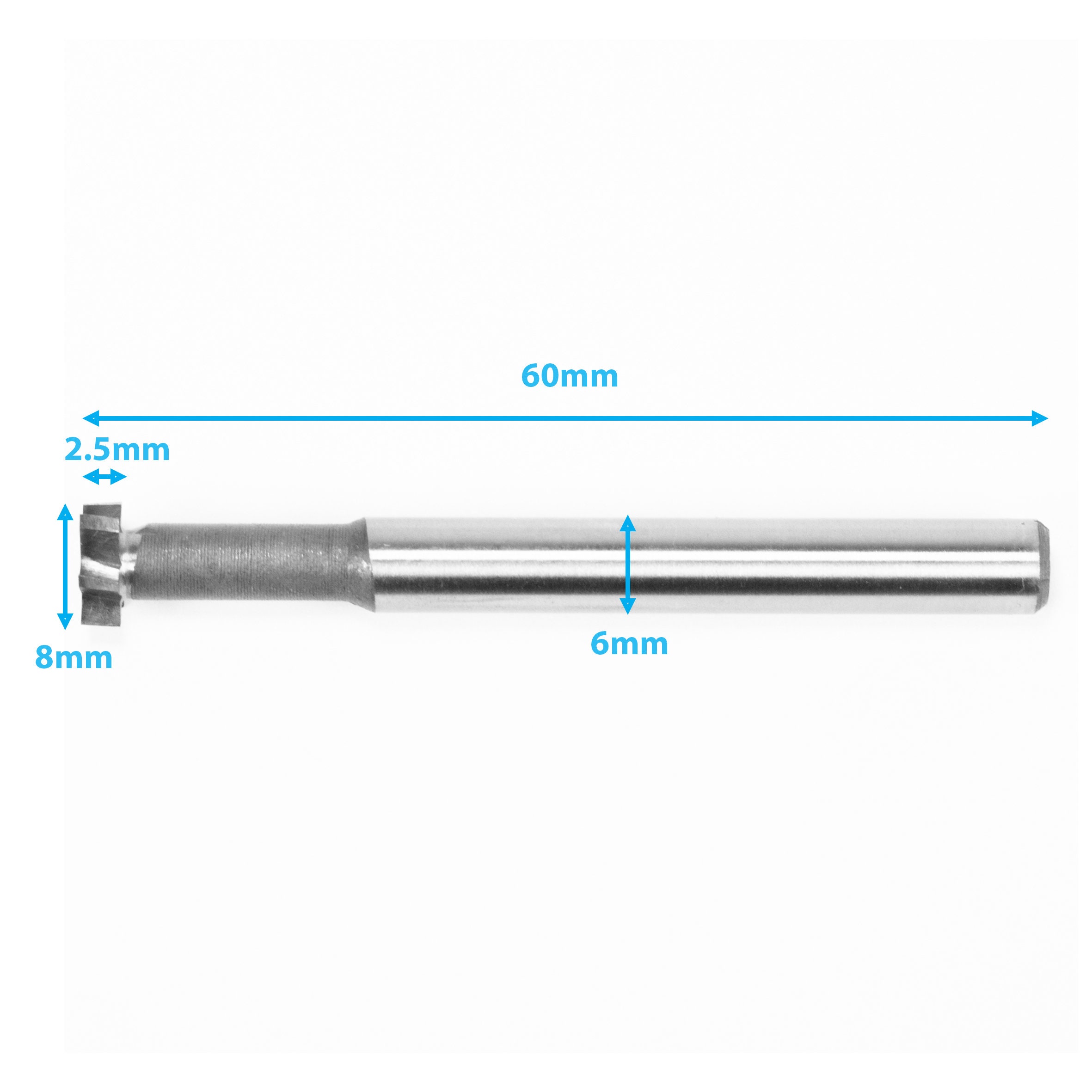 8mm X 2.5mm HSS T Slot Cutter 6 Flute Blade Woodruff Cutting Alloy Cast ...