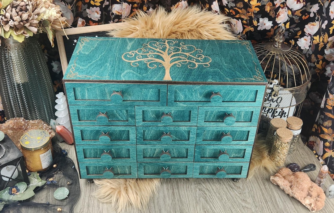 Collector Wooden Tarot Organizer – 14 Drawer Jumbo Storage, 5x7, Wood ...