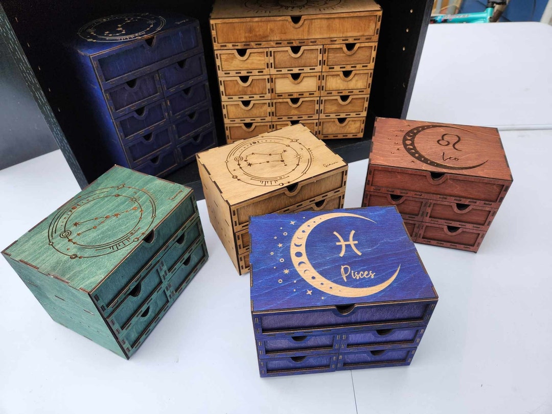 Small Tarot Card Holder, 5 Drawer Box, 4 Tarot Deck Holder, Tarot ...