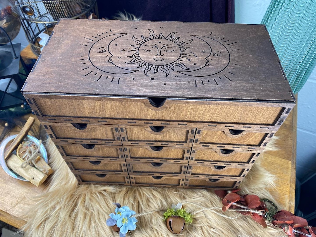 Tarot Card Organizer: 13-drawer Birch Box for 12 Decks - Etsy
