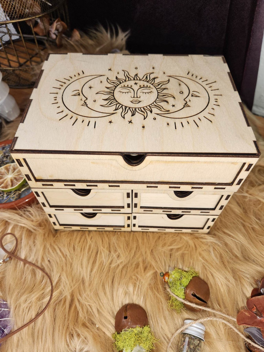 Small Tarot Card Holder, 5 Drawer Box, 4 Tarot Deck Holder, Tarot ...