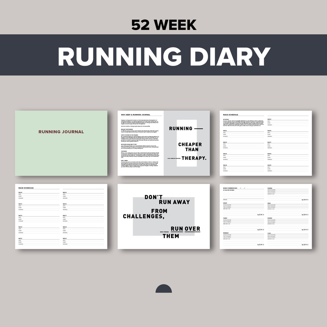 365 Running Journal, Undated Training Planner and Tracker, 52 Week ...