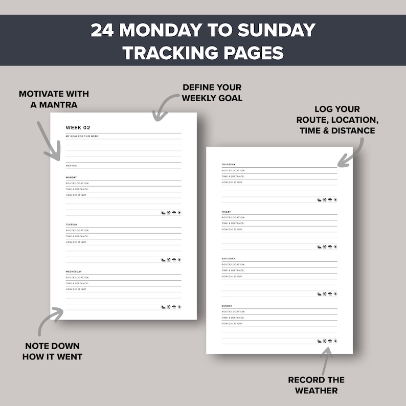 First Marathon Training Planner and Tracker, 24 Week Running Diary Log ...