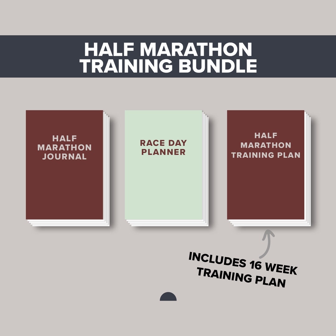Half Marathon Bundle - Half Marathon Logbook, 16 Week Marathon Training ...