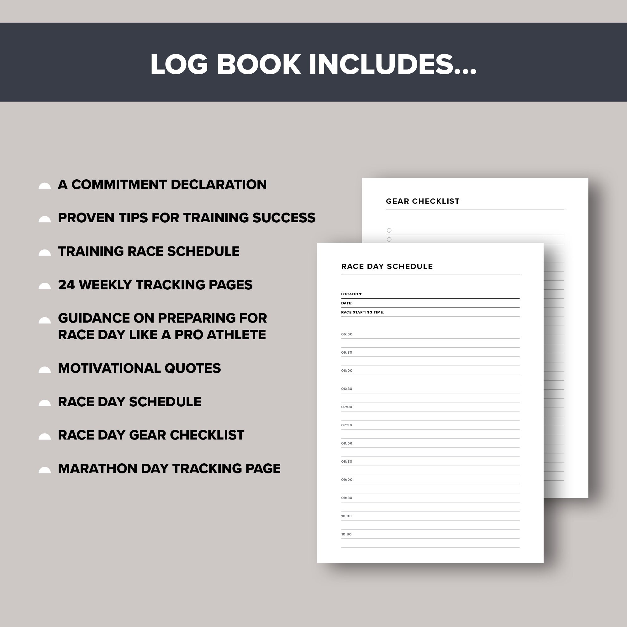 First Marathon Training Planner and Tracker, 24 Week Running Diary Log ...