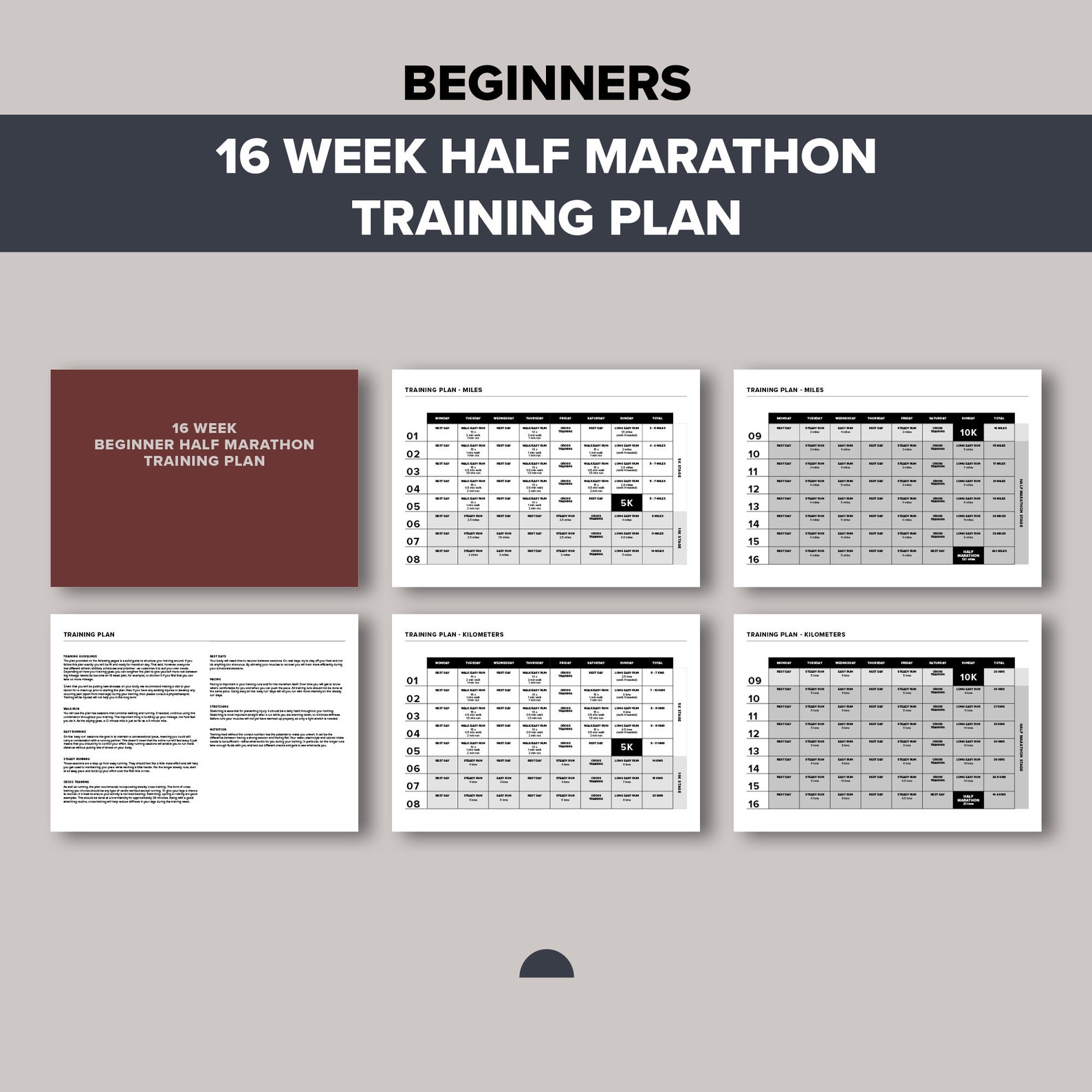 16 Week Beginner Half Marathon Training Plan, First Half Marathon ...