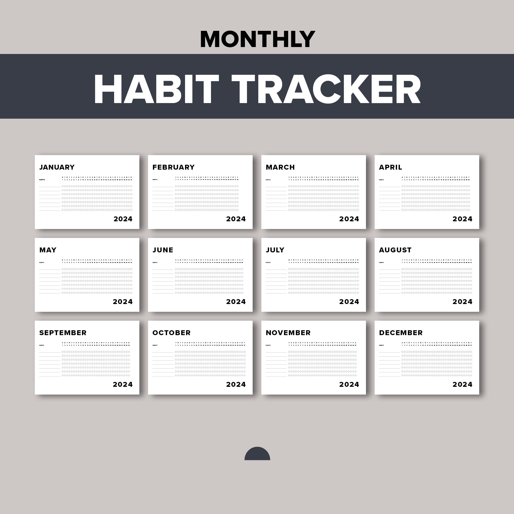 Monthly Habit Tracker Printable, Running Habit Tracker Landscape ...