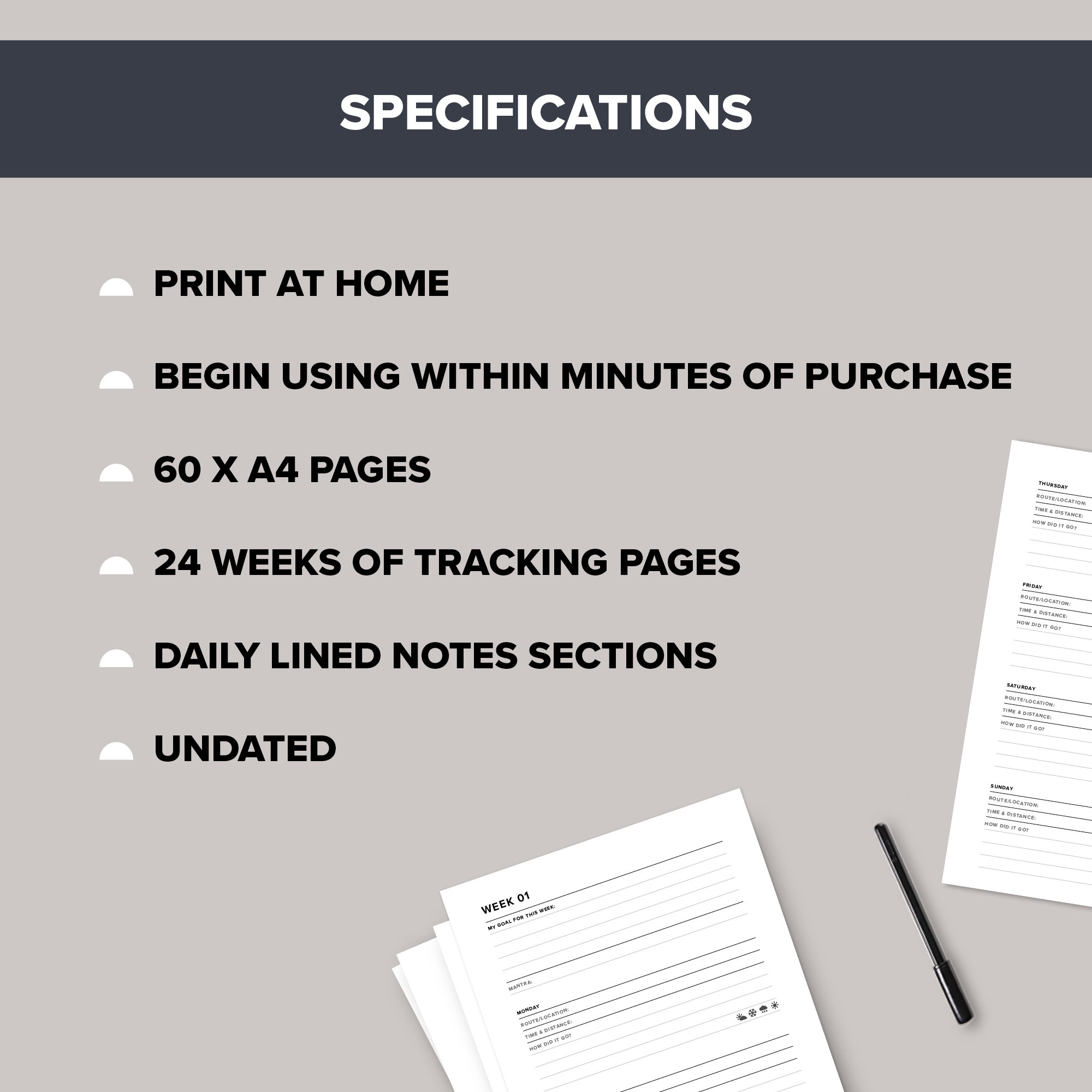 First Marathon Training Planner and Tracker, 24 Week Running Diary Log ...
