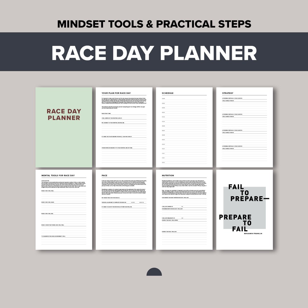 Race Day Planner | Mental Tools & Practical Steps | Running Journal ...