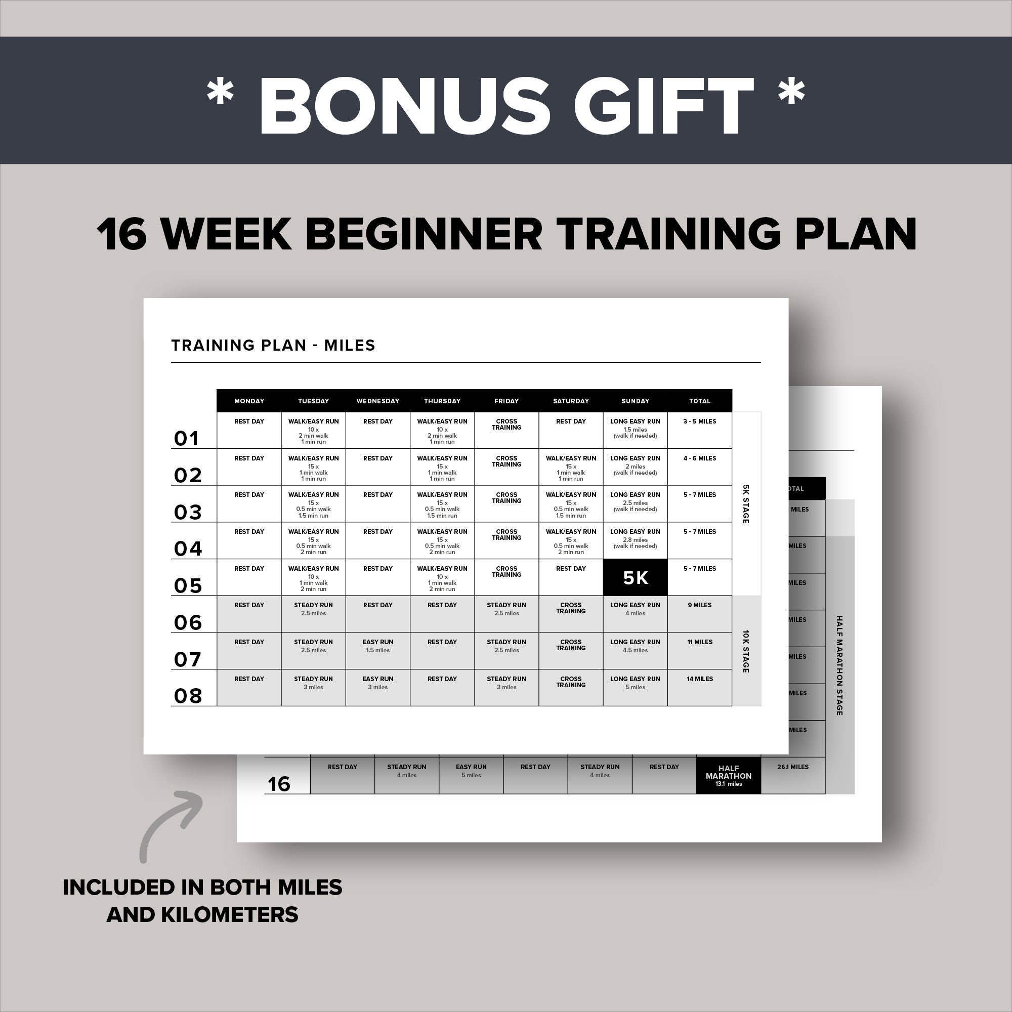 First Half Marathon Training Planner and Tracker, 16 Week Running Diary ...