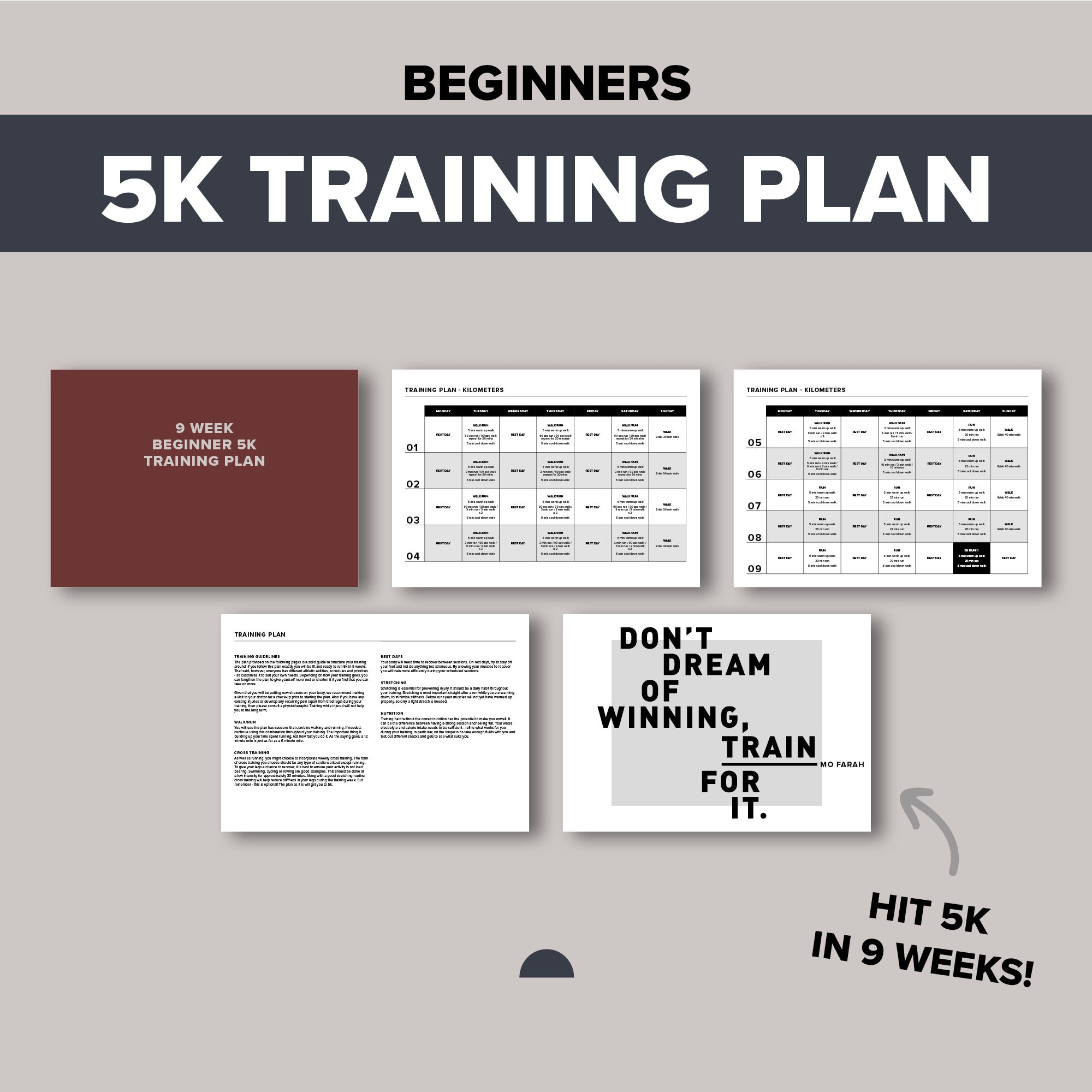 Beginner 5K Training Plan, Couch to 5K, 5K Running Programme, Printable ...