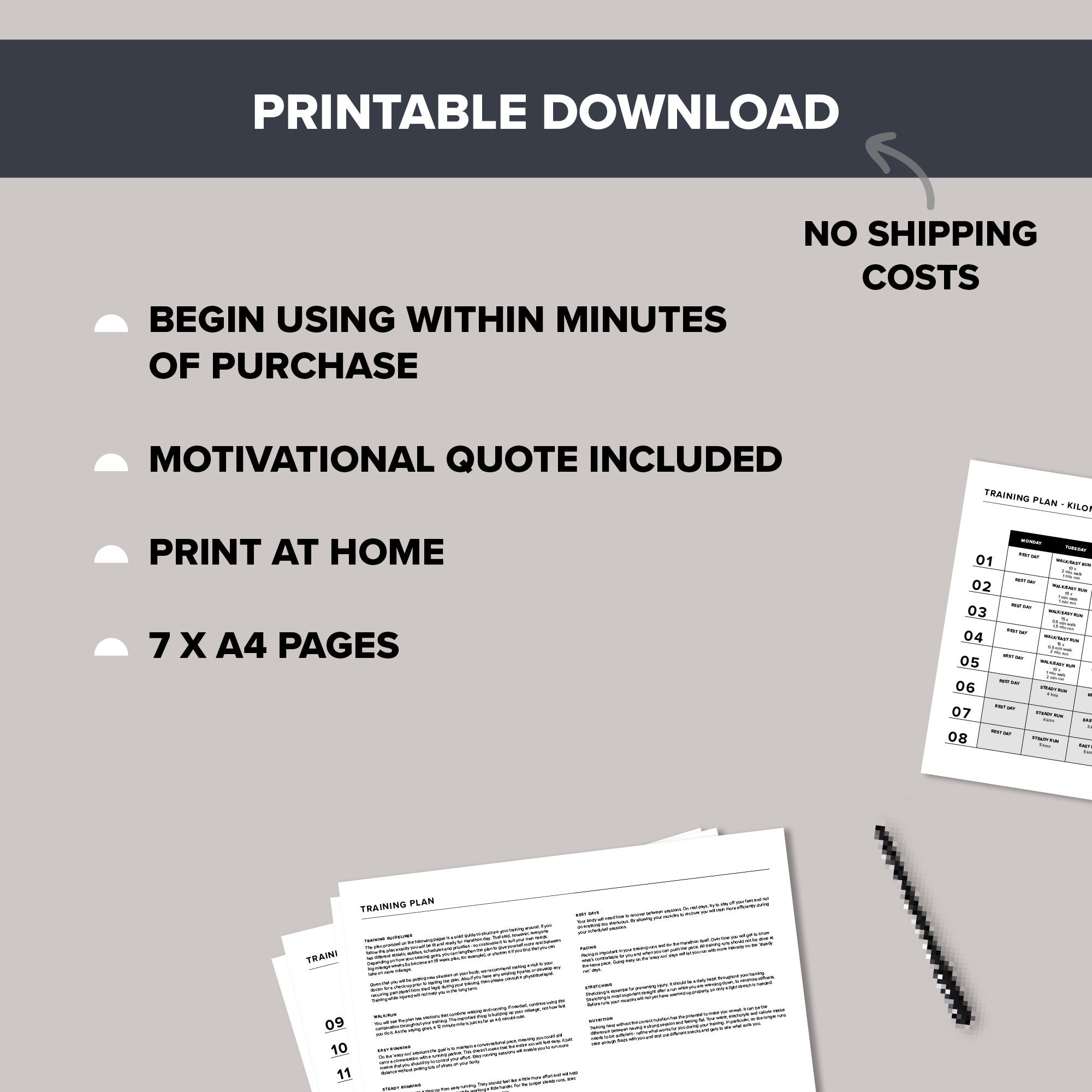 Beginner 5K Training Plan, Couch to 5K, 5K Running Programme, Printable ...