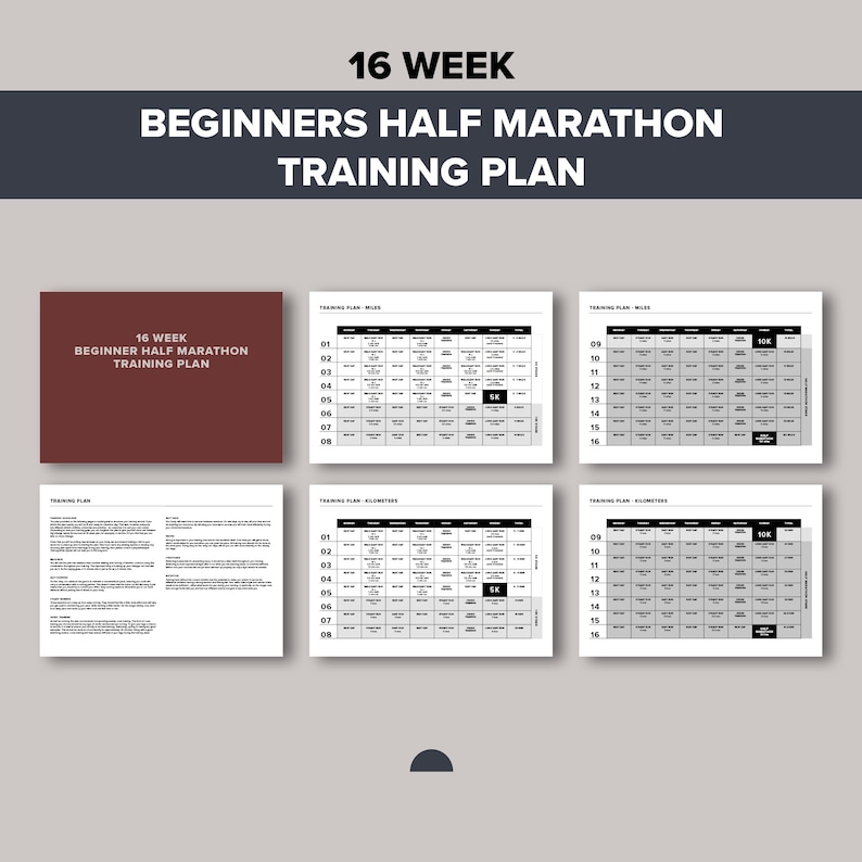 16 Week Beginner Half Marathon Training Plan First Half - Etsy