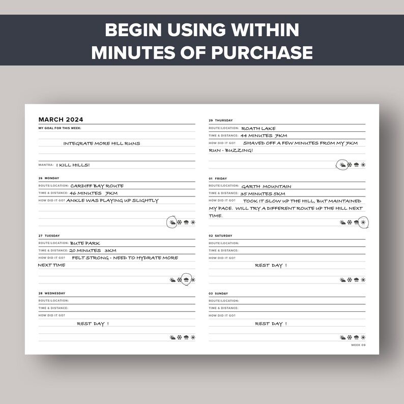 2024 Running Journal, Dated Training Planner and Tracker, 52 Week ...