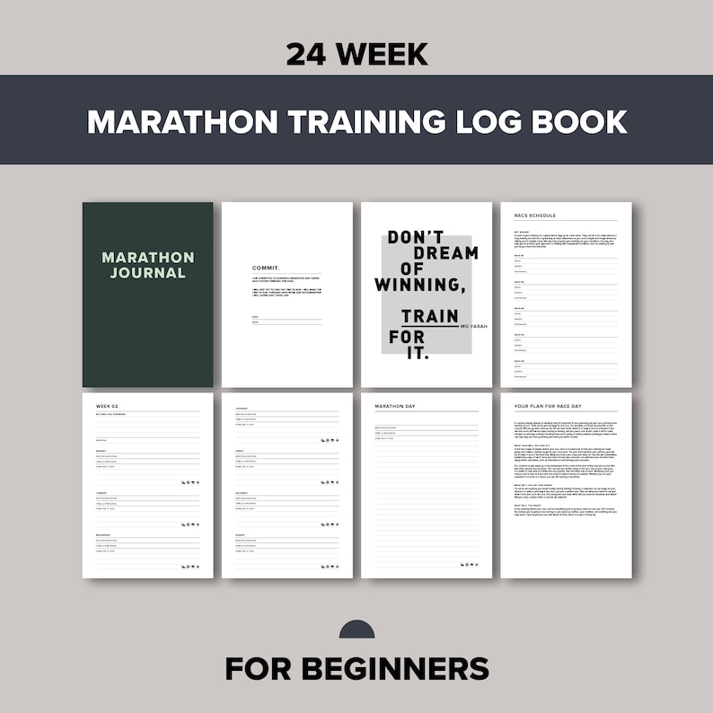 First Marathon Training Planner and Tracker, 24 Week Running Diary Log ...