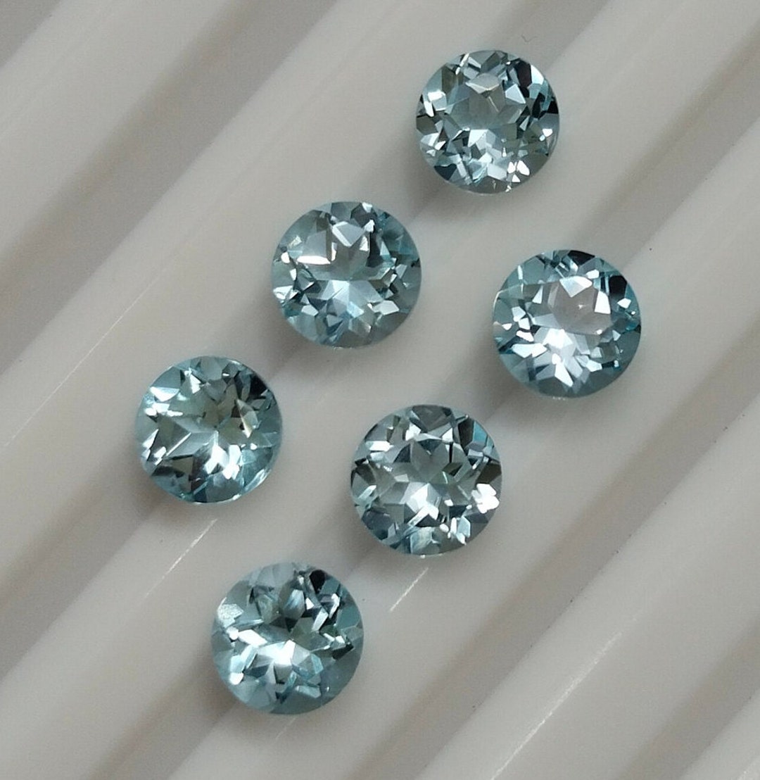 Pietra preziosa rotonda sfaccettata topazio blu cielo naturale - Etsy ...
