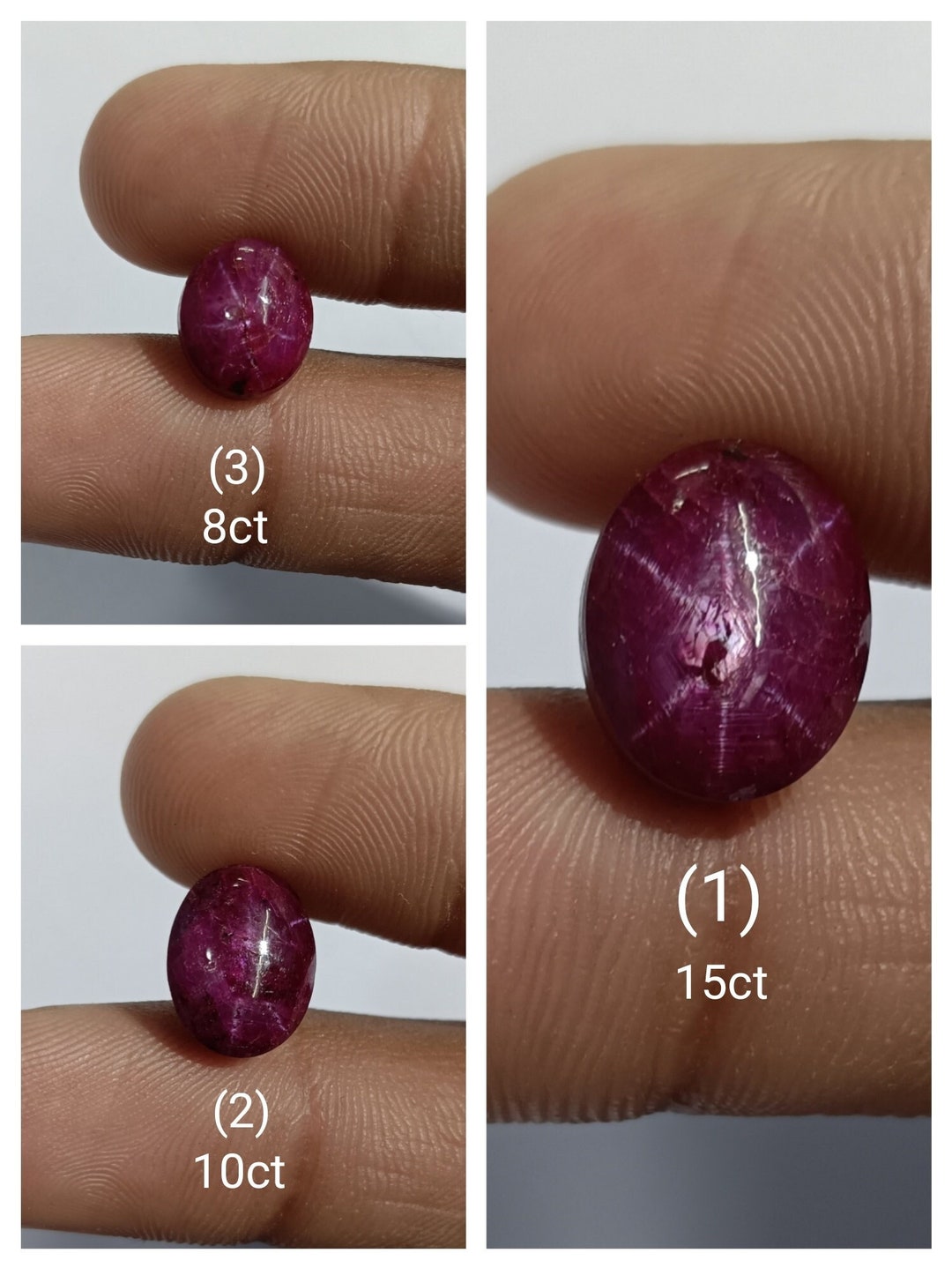 Natural Mysore Ruby Star,lot of 3 Pcs, Precious Rare Found Natural Star ...