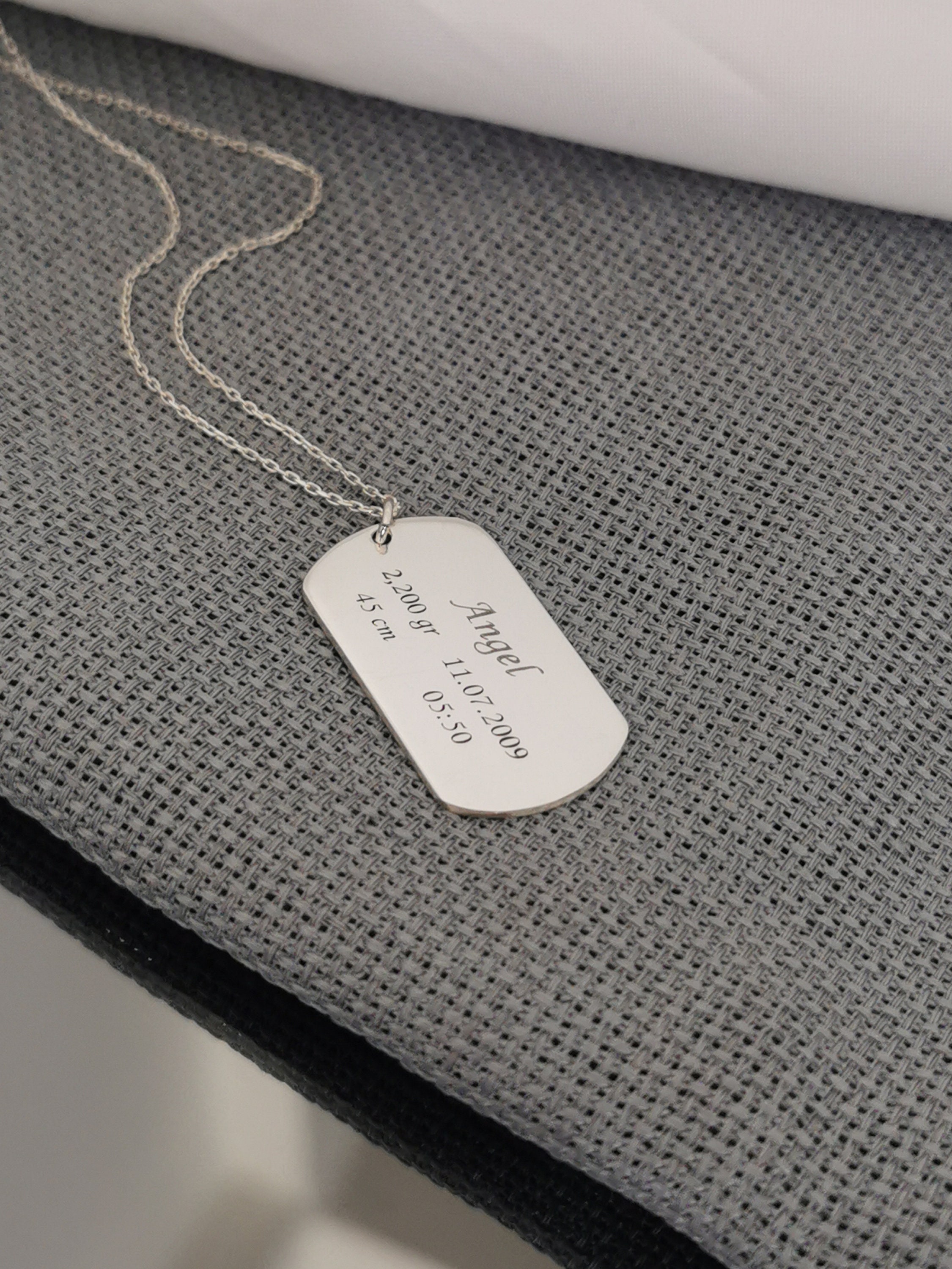 Engraved Soundwave Tag Memorial Tag Necklace Custom QR Code Necklace ...