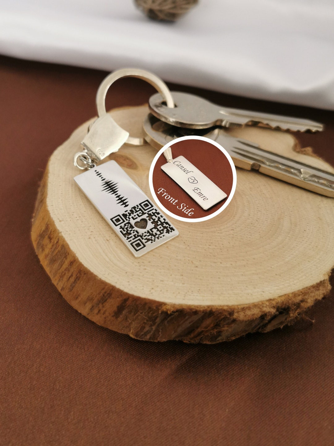 Sound Wave Keychain With QR Code • Men Voice Recording Gift • Custom ...
