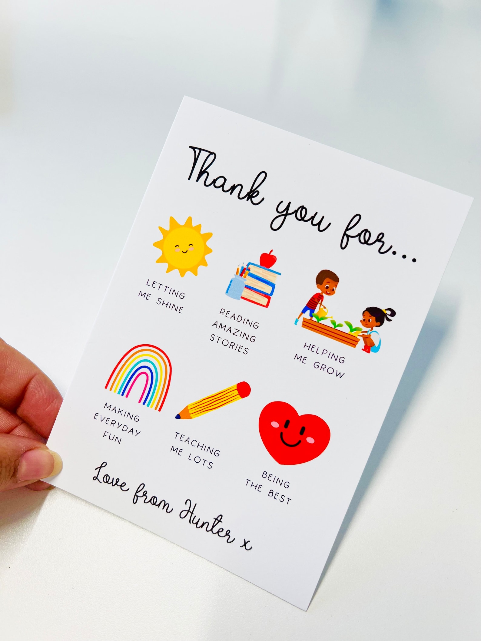 Thank You Card for Teacher From Student, Class Gifts, Keepsake for ...
