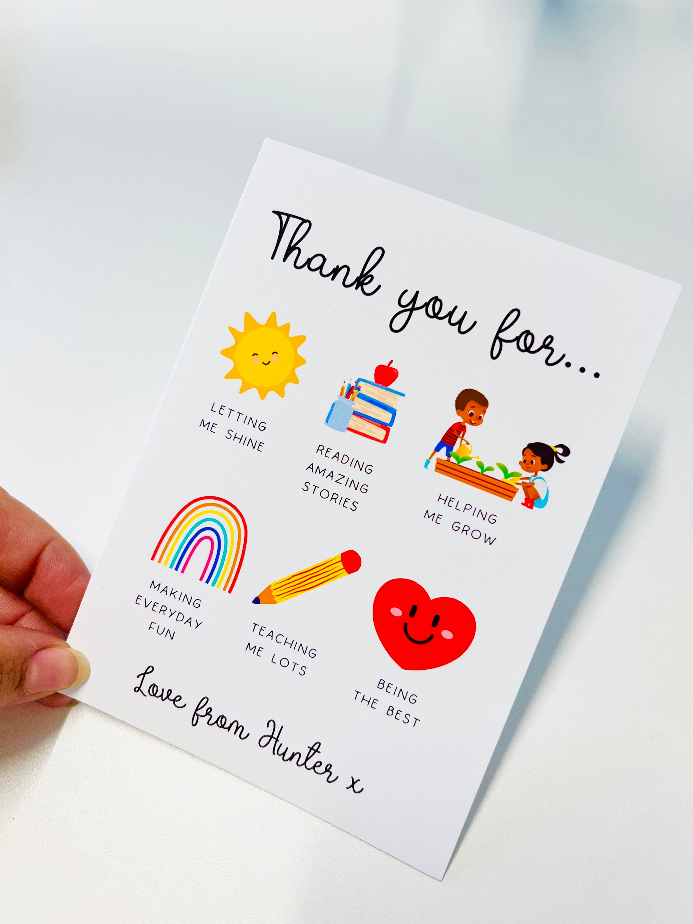 Thank You Card for Teacher From Student, Class Gifts, Keepsake for ...