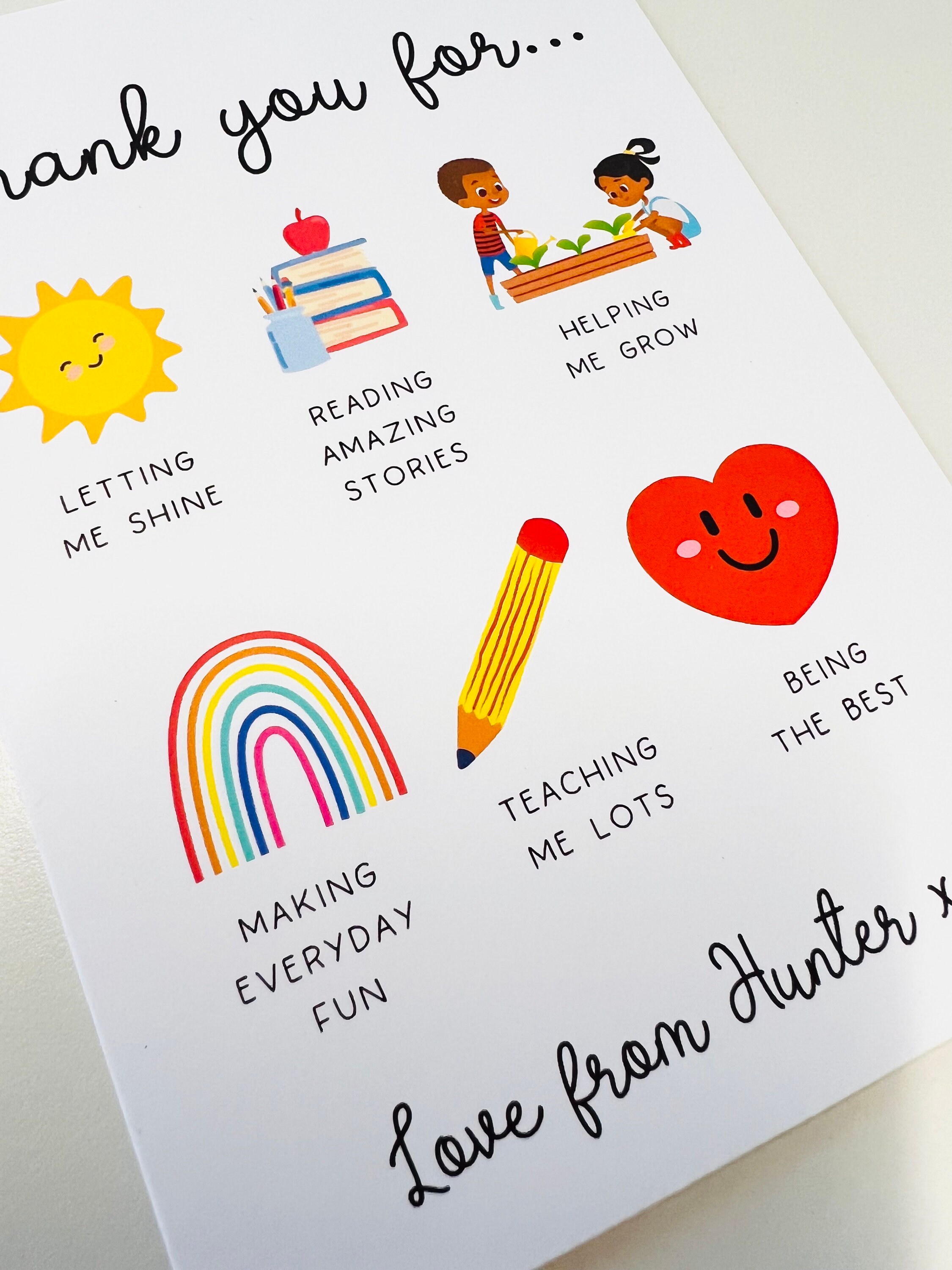 Thank You Card for Teacher From Student, Class Gifts, Keepsake for ...