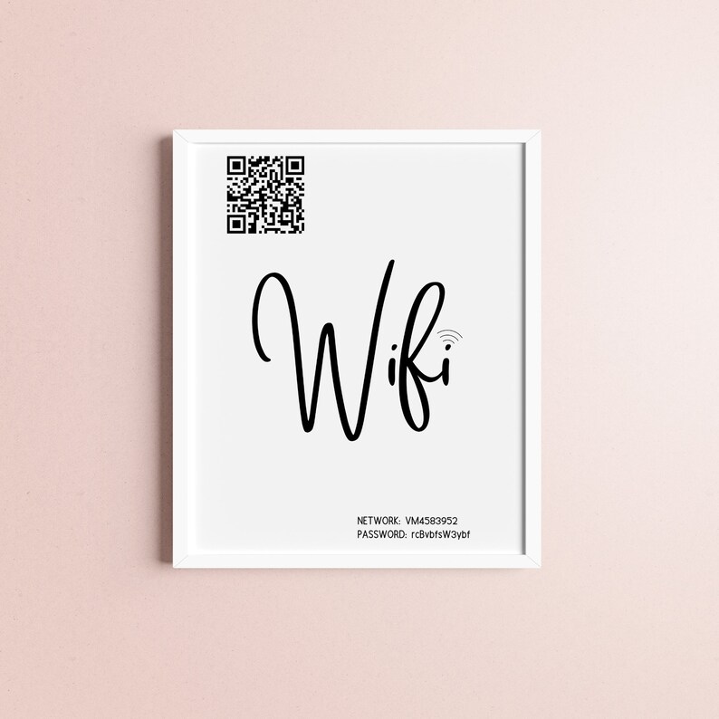 Wifi Sign Personalised Print QR Code QR Scanner Print House Hotel ...