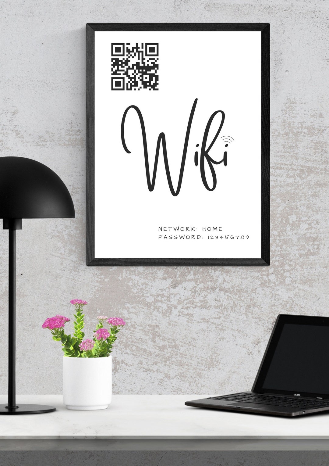 Wifi Sign Personalised Print QR Code QR Scanner Print - Etsy