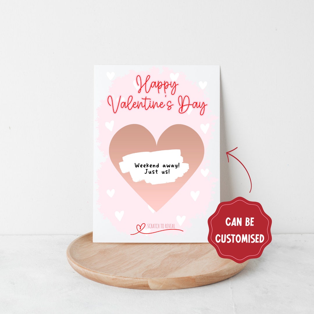 Valentine's Day Scratch Card Surprise for Him or Her, Present Reveal ...