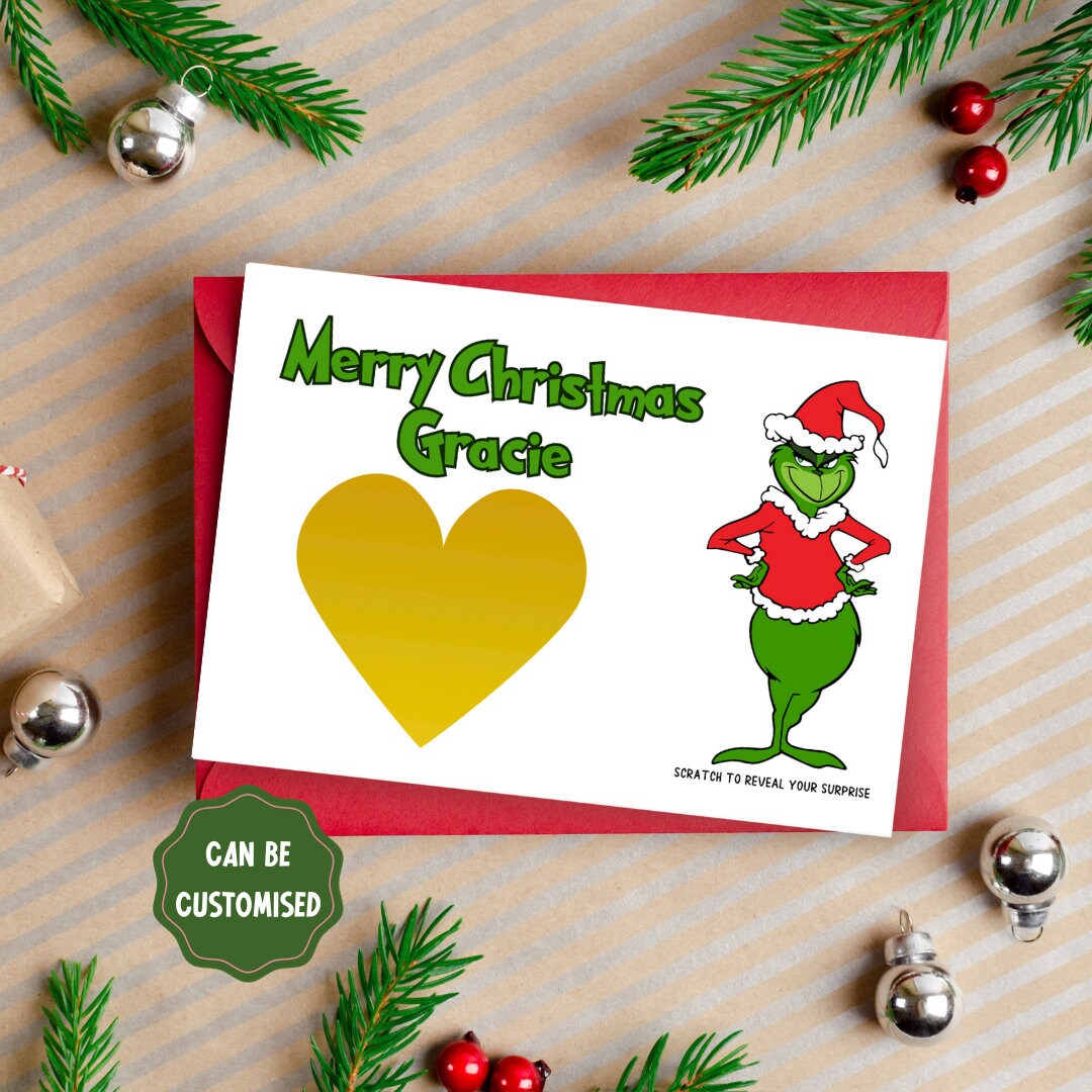 Grinch Surprise Reveal, Grinch Funny Scratch and Reveal, Personalised ...