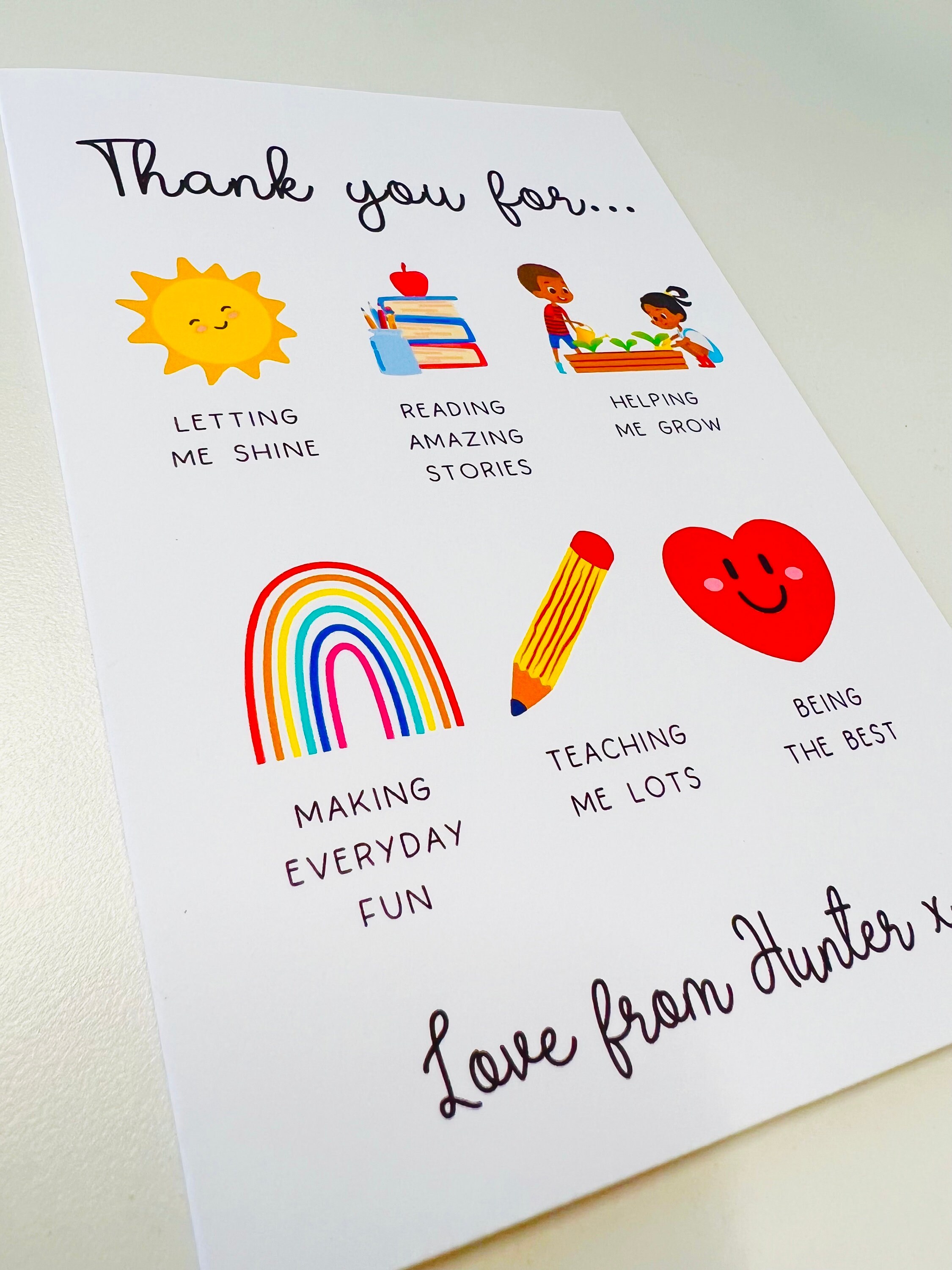 Thank You Card for Teacher From Student, Class Gifts, Keepsake for ...