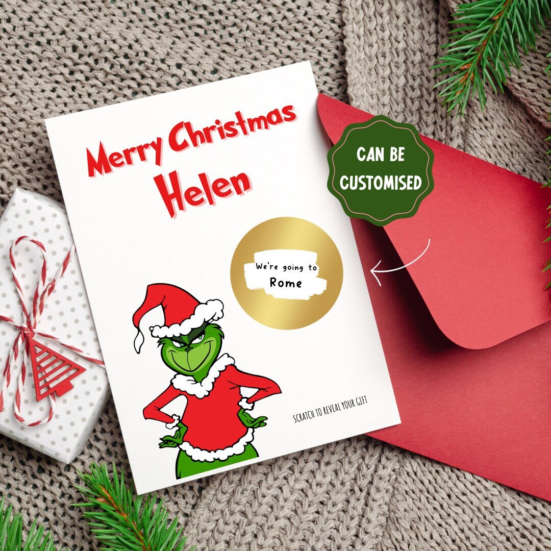 Grinch Funny Scratch and Reveal, Personalised Christmas Scratch Card ...