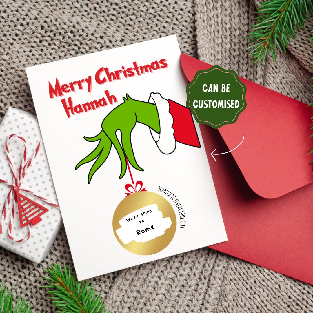 Grinch Scratch and Reveal, Funny Personalised Christmas Scratch Card ...