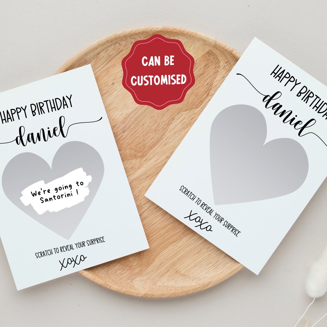 Customizable Surprise Scratch Cards, Secret Message Card, Birthday ...
