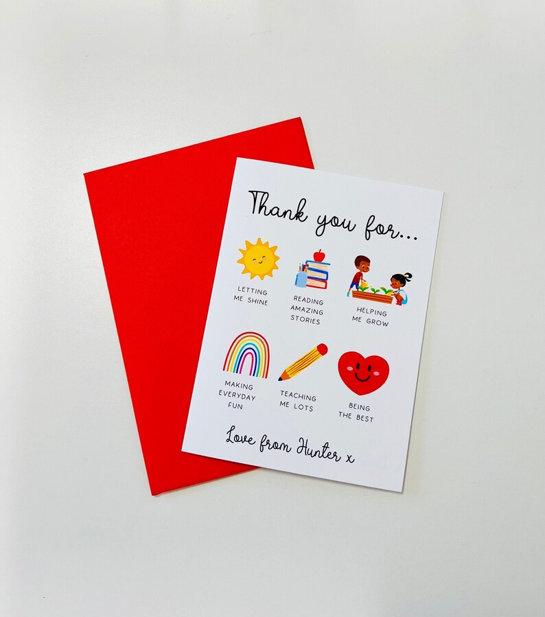 Thank You Card for Teacher From Student, Class Gifts, Keepsake for ...