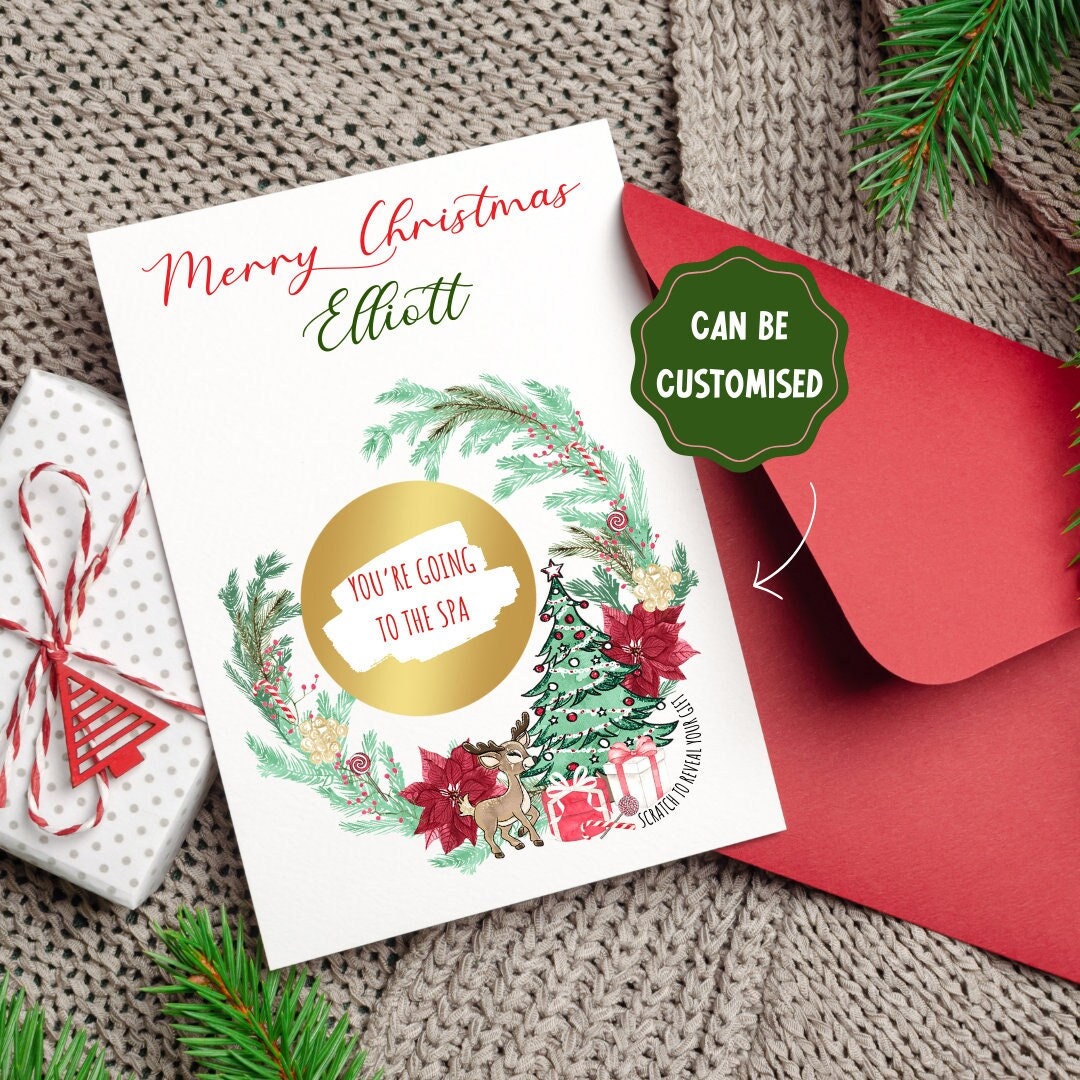 Christmas Wreath Scratch and Reveal, Personalised Christmas Scratch ...