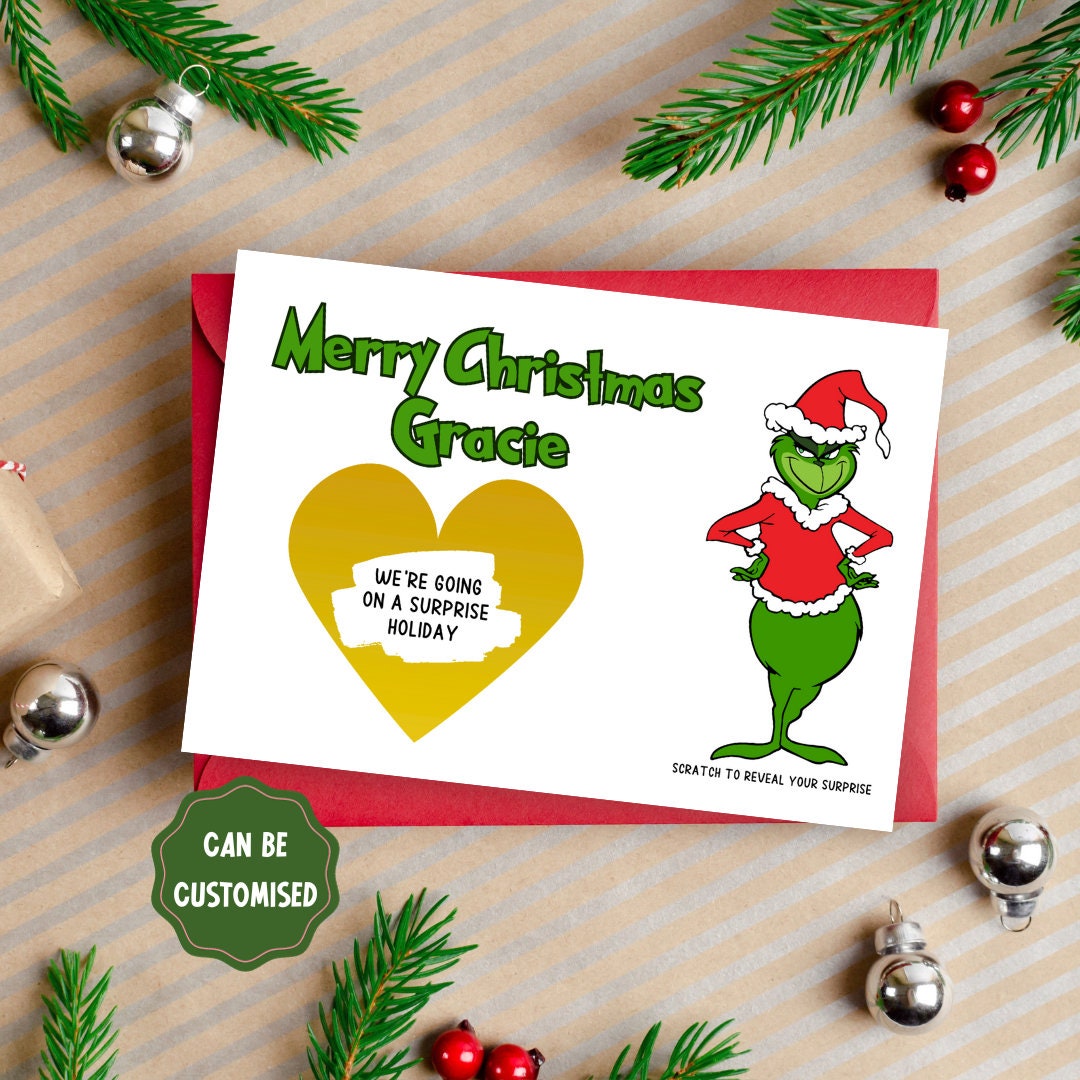 Grinch Surprise Reveal, Grinch Funny Scratch and Reveal, Personalised ...