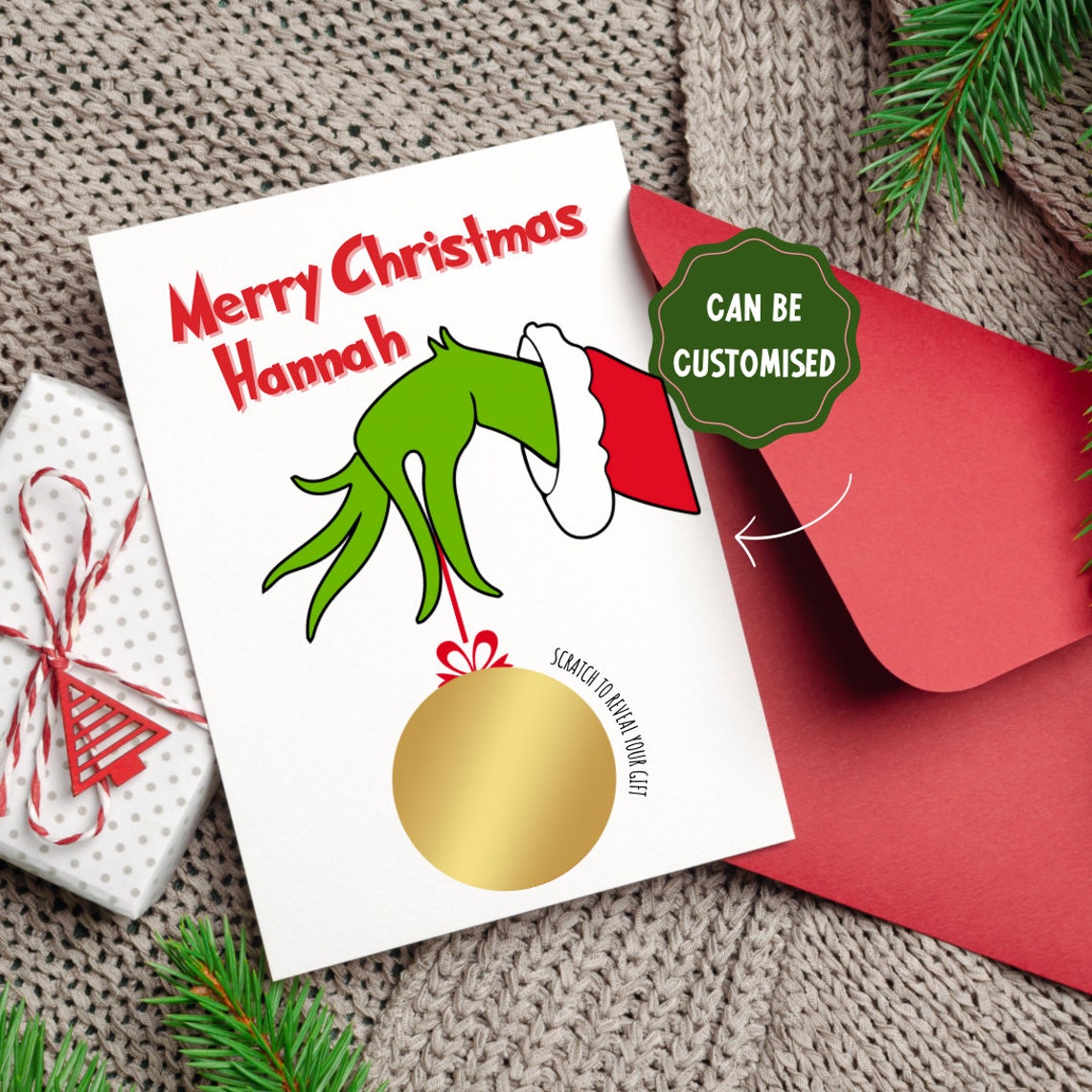 Grinch Scratch and Reveal, Funny Personalised Christmas Scratch Card ...