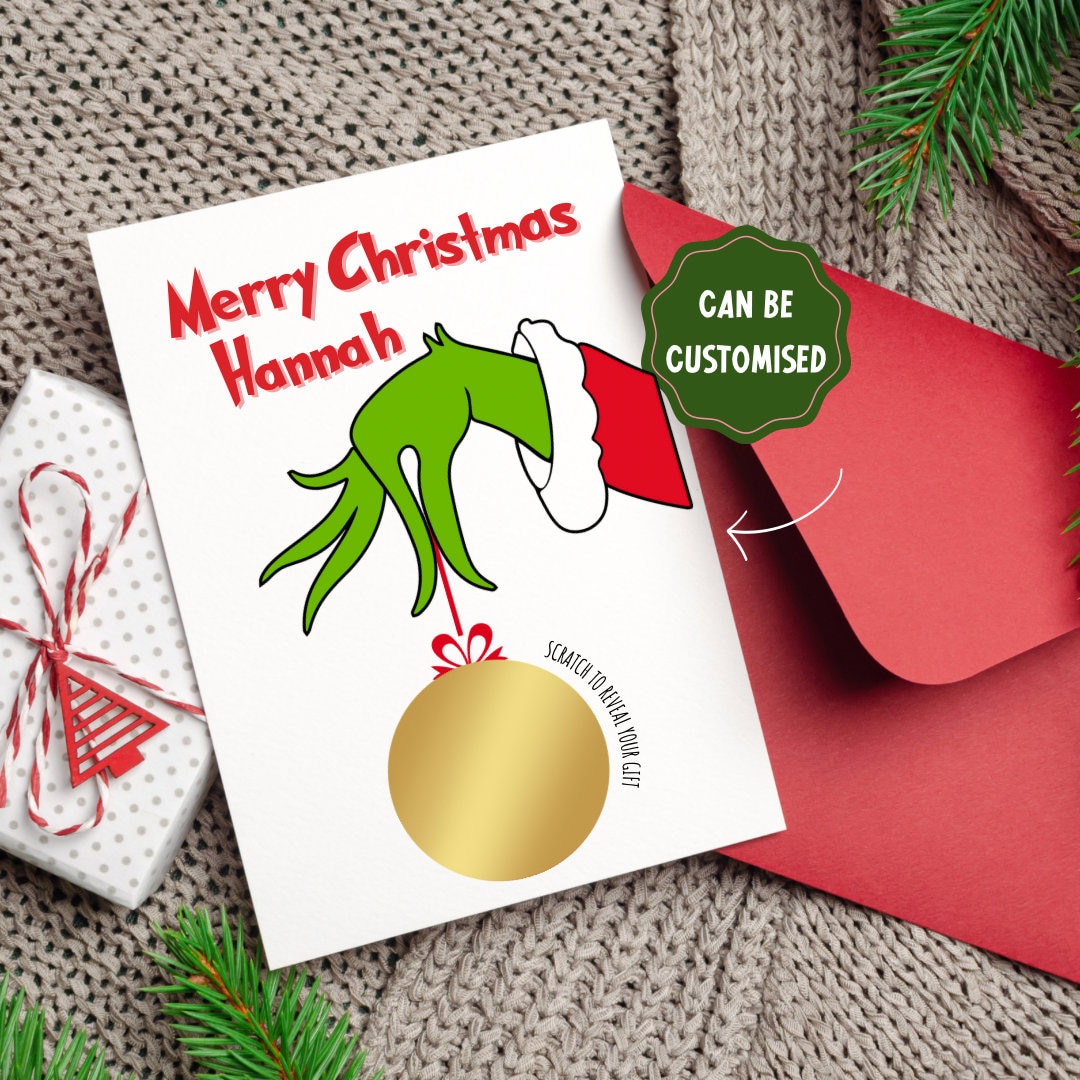 Grinch Scratch and Reveal, Funny Personalised Christmas Scratch Card ...