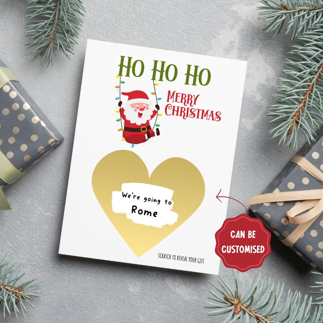 Customised Christmas Scratch Card, Surprise Card for Him or Her, Santa ...